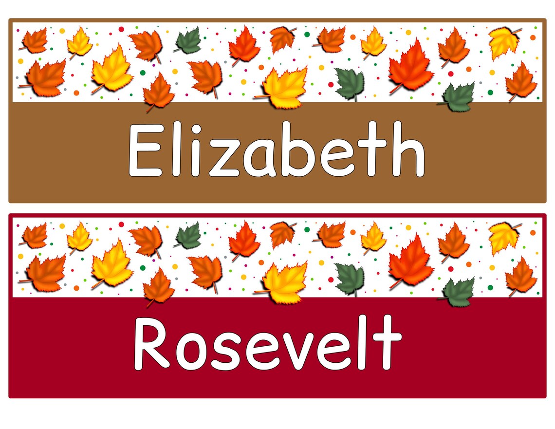 Printable Fall Name Labels, Autumn Classroom Labels, Fall Name Posters ...
