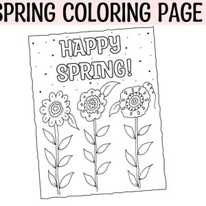 Printable Spring Coloring Page, Happy Spring Coloring Activity ...