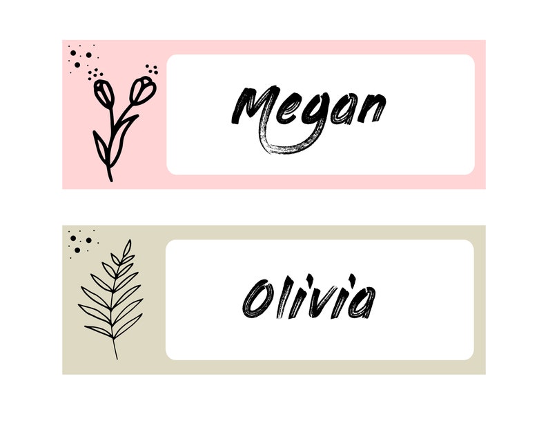Student Name Tags,leaves Classroom Labels, Boho Neutral Colors Name ...