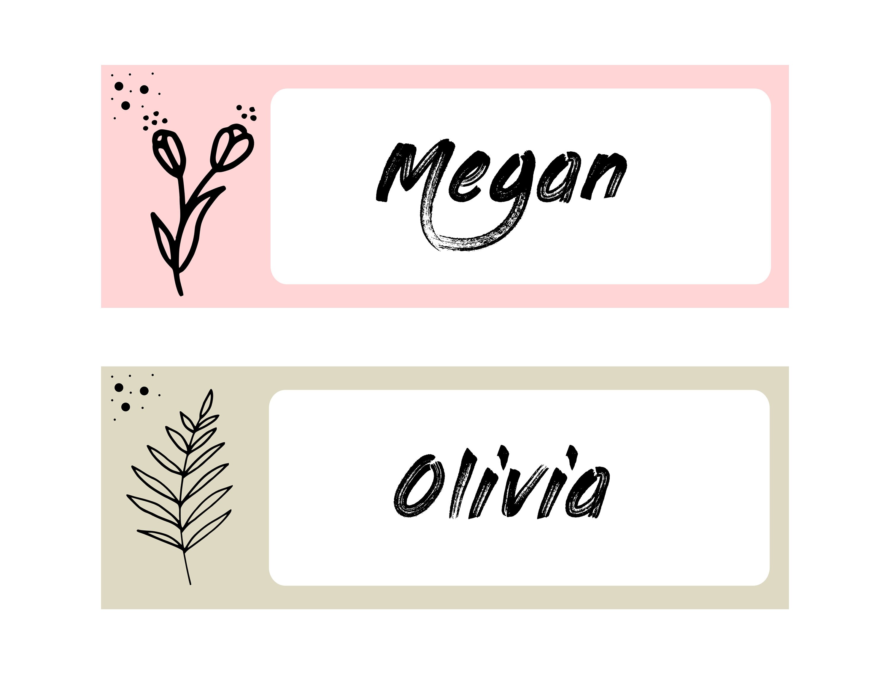 Student Name Tags,leaves Classroom Labels, Boho Neutral Colors Name ...