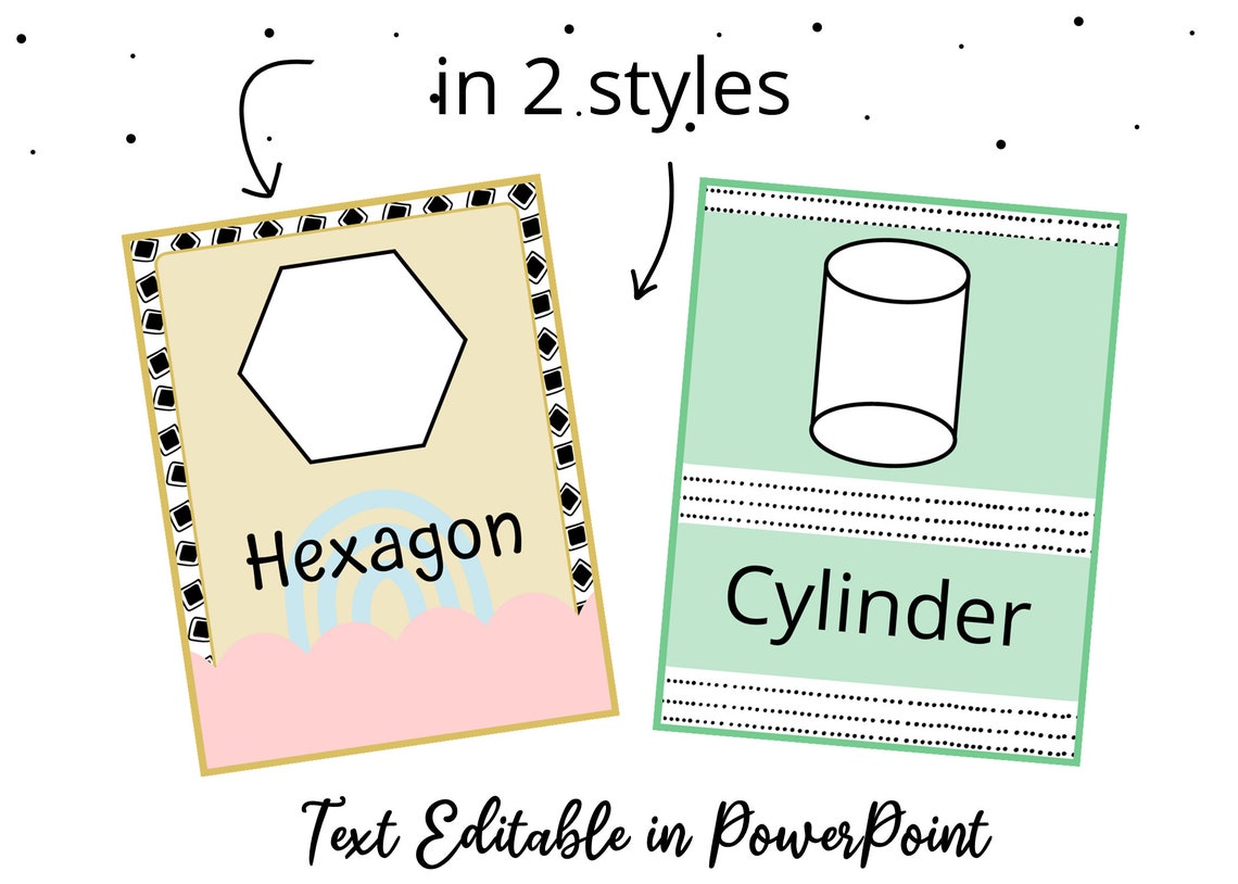 Pastel Rainbow Classroom Shape Posters Editable Shape - Etsy Canada