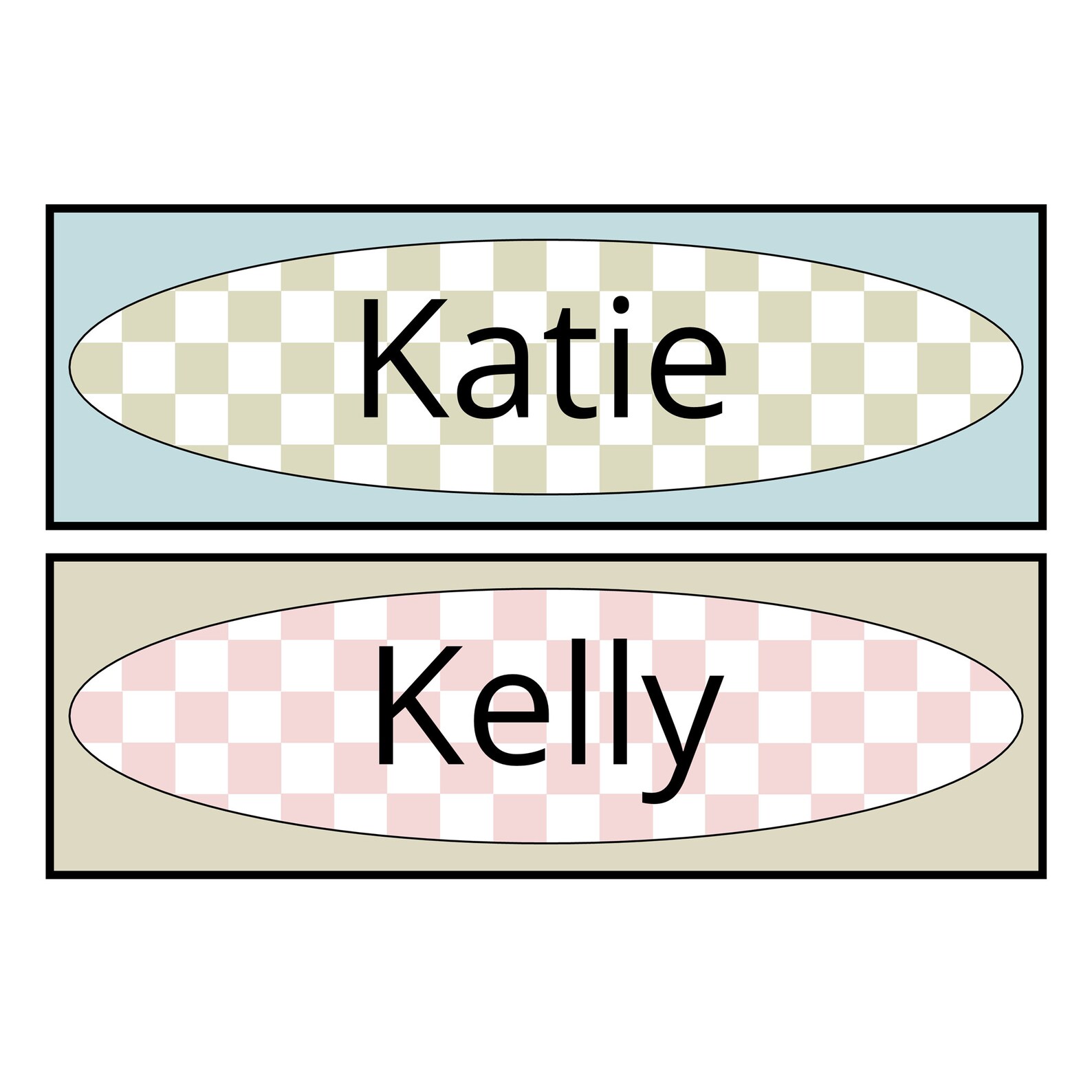 Printable Checkered Student Name Plates, Editable Desk Plates, Kids ...