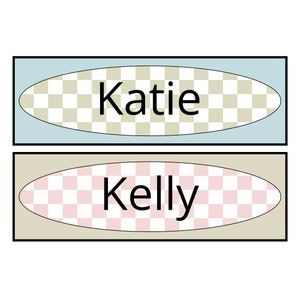 Printable Checkered Student Name Plates, Editable Desk Plates, Kids ...