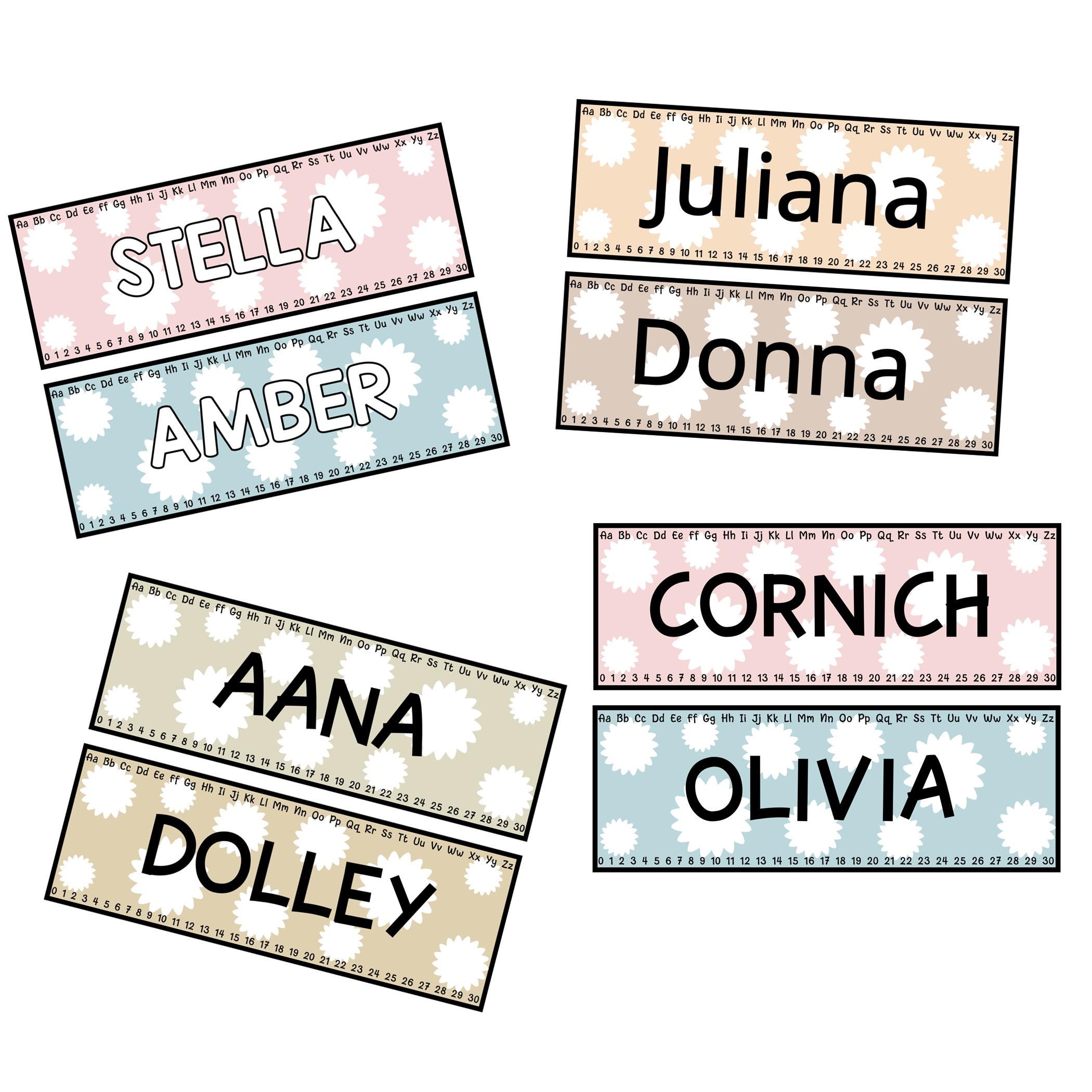 Printable Boho Neutral Student Desk Plates, Editable Student Name ...