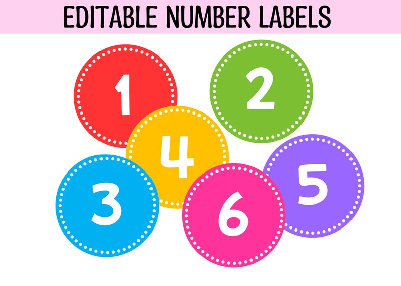 Printable Bright, Colorful Number Labels, Classroom Calendar Number ...