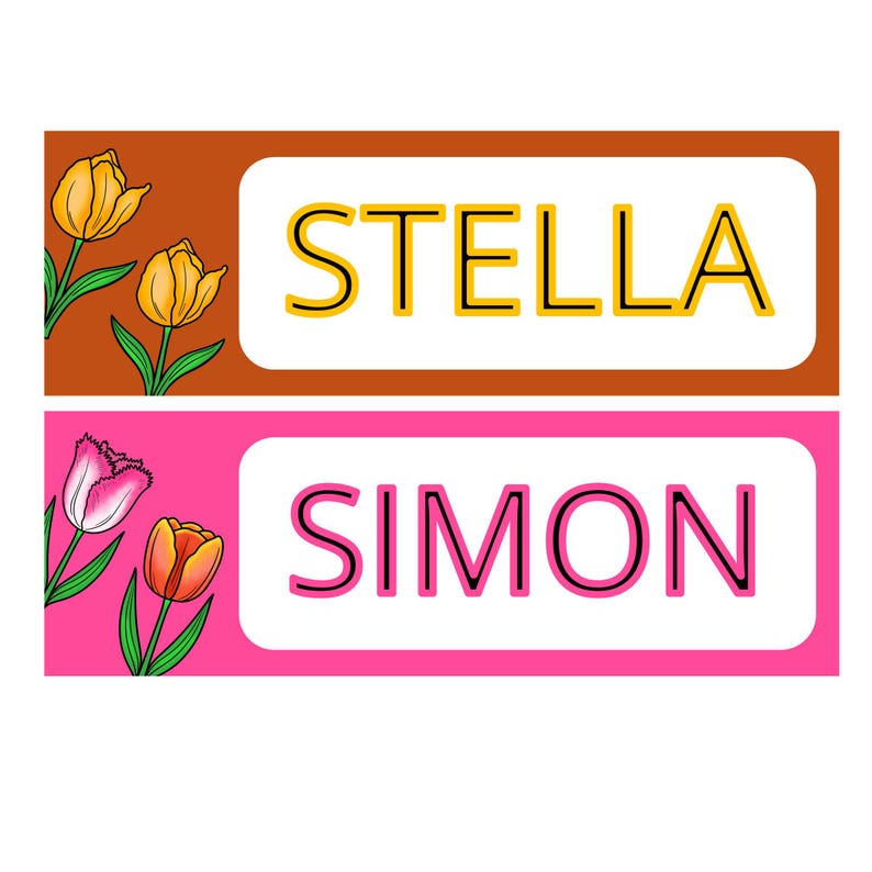 Printable Floral Name Labels, Spring Classroom Labels, Floral Desk ...