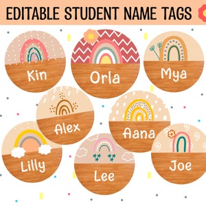 Circular Classroom Labelsstudent Name Tagseditable Name - Etsy