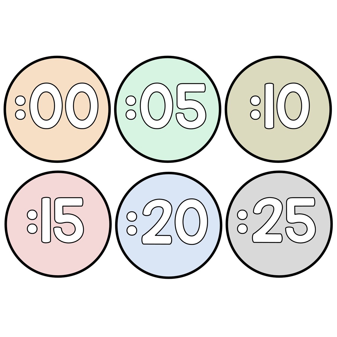 Printable Calm Color Clock Numbers, Clock Numbers Wall Display ...