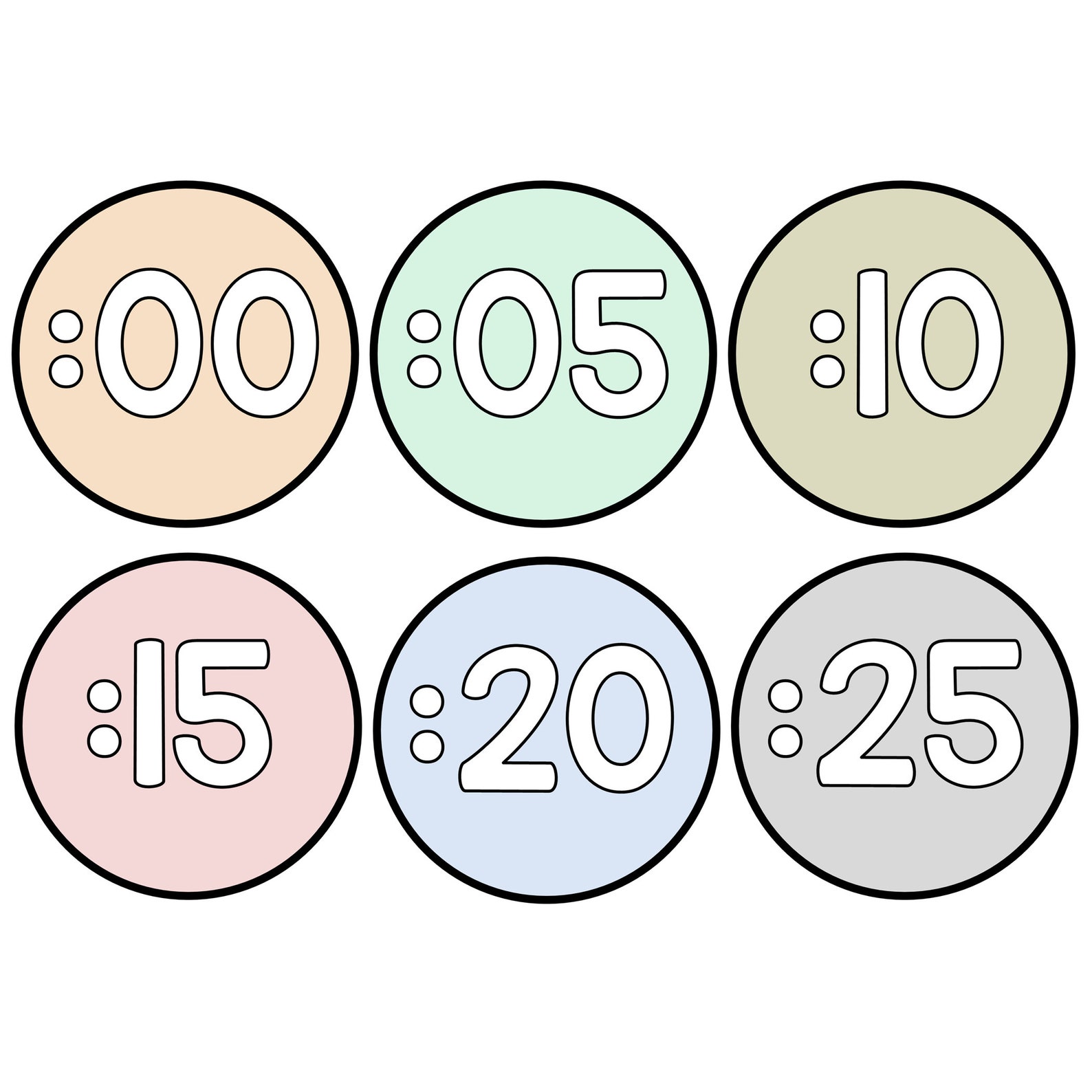 Printable Calm Color Clock Numbers, Clock Numbers Wall Display ...