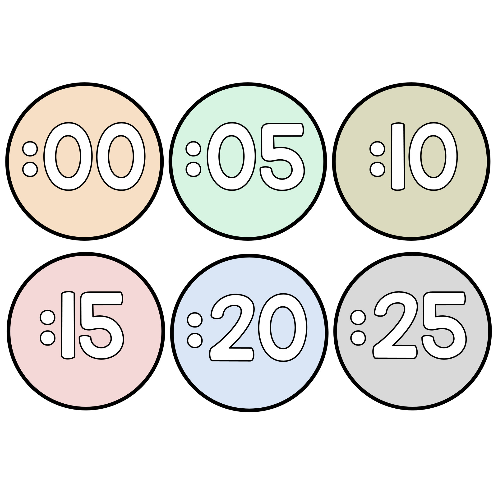 Printable Calm Color Clock Numbers, Clock Numbers Wall Display ...