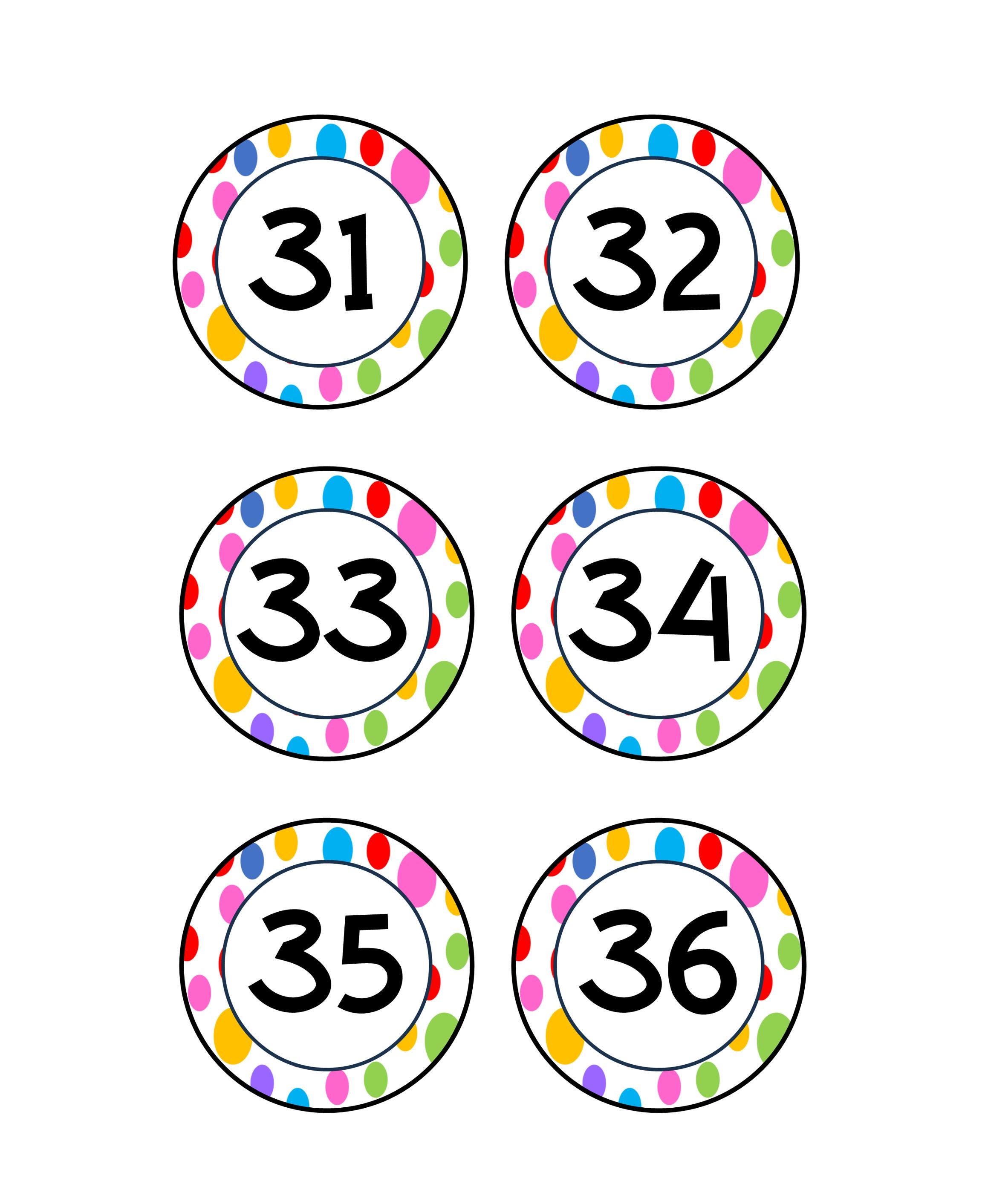 Printable Calendar Number Labels, Cubby Labels, Book Bin Labels, Number ...