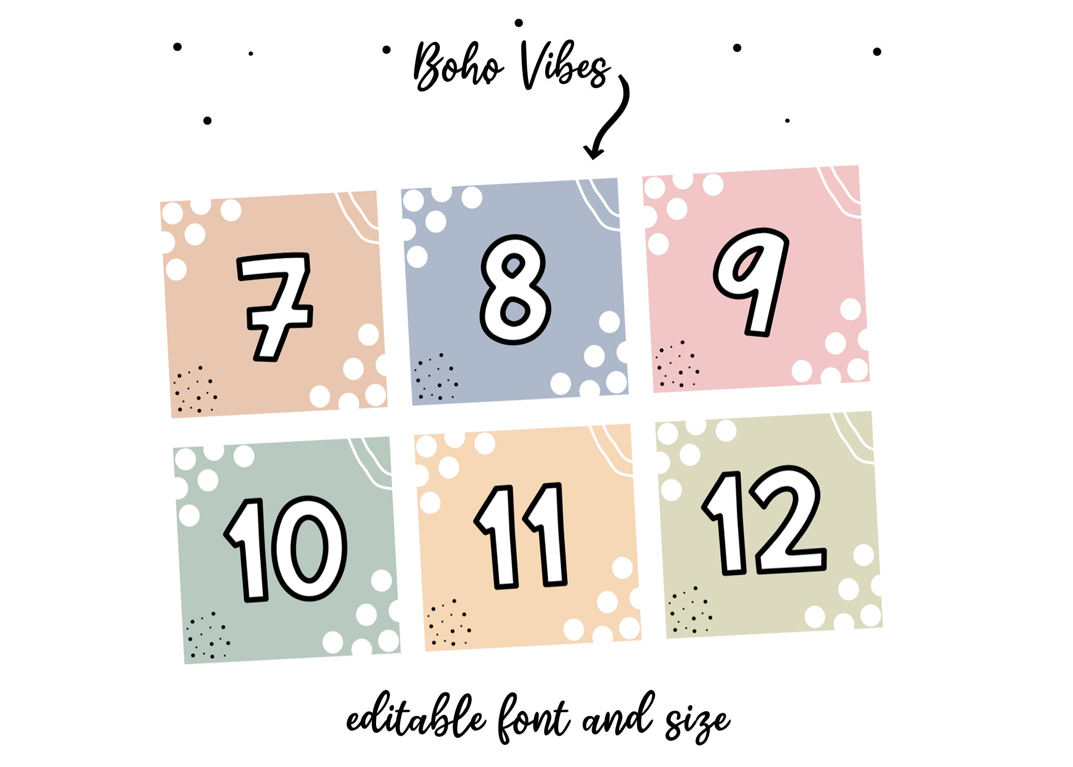 Printable Number Labels, Classroom Calendar Numbers, Boho Neutral ...