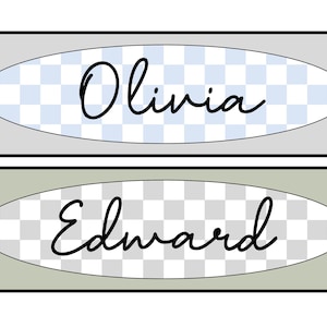 Printable Checkered Student Name Plates, Editable Desk Plates, Kids ...