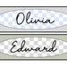 Printable Checkered Student Name Plates, Editable Desk Plates, Kids ...