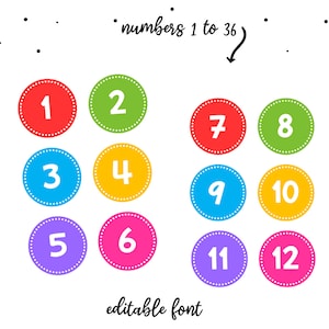 Printable Bright, Colorful Number Labels, Classroom Calendar Number ...