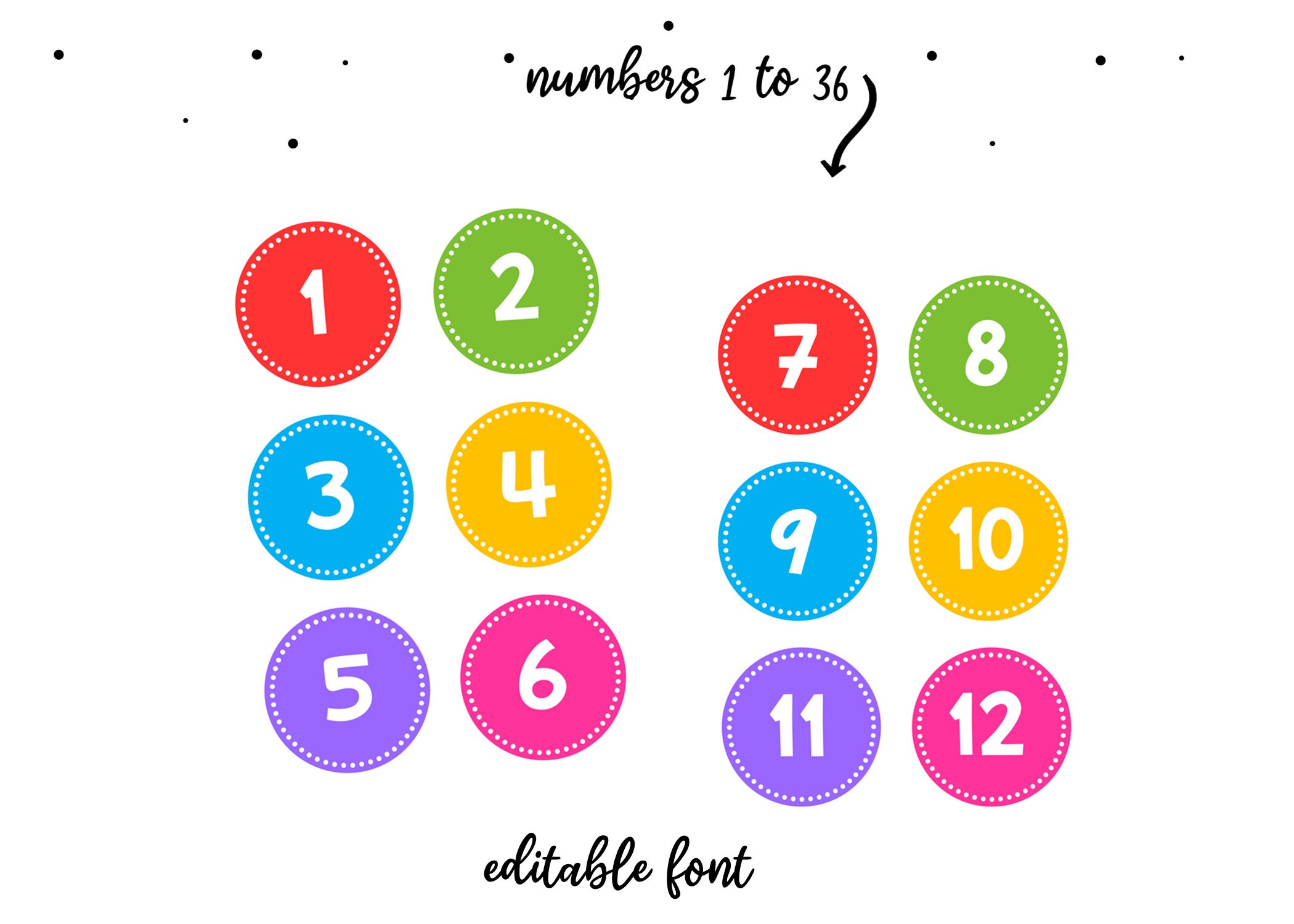 Printable Bright, Colorful Number Labels, Classroom Calendar Number ...