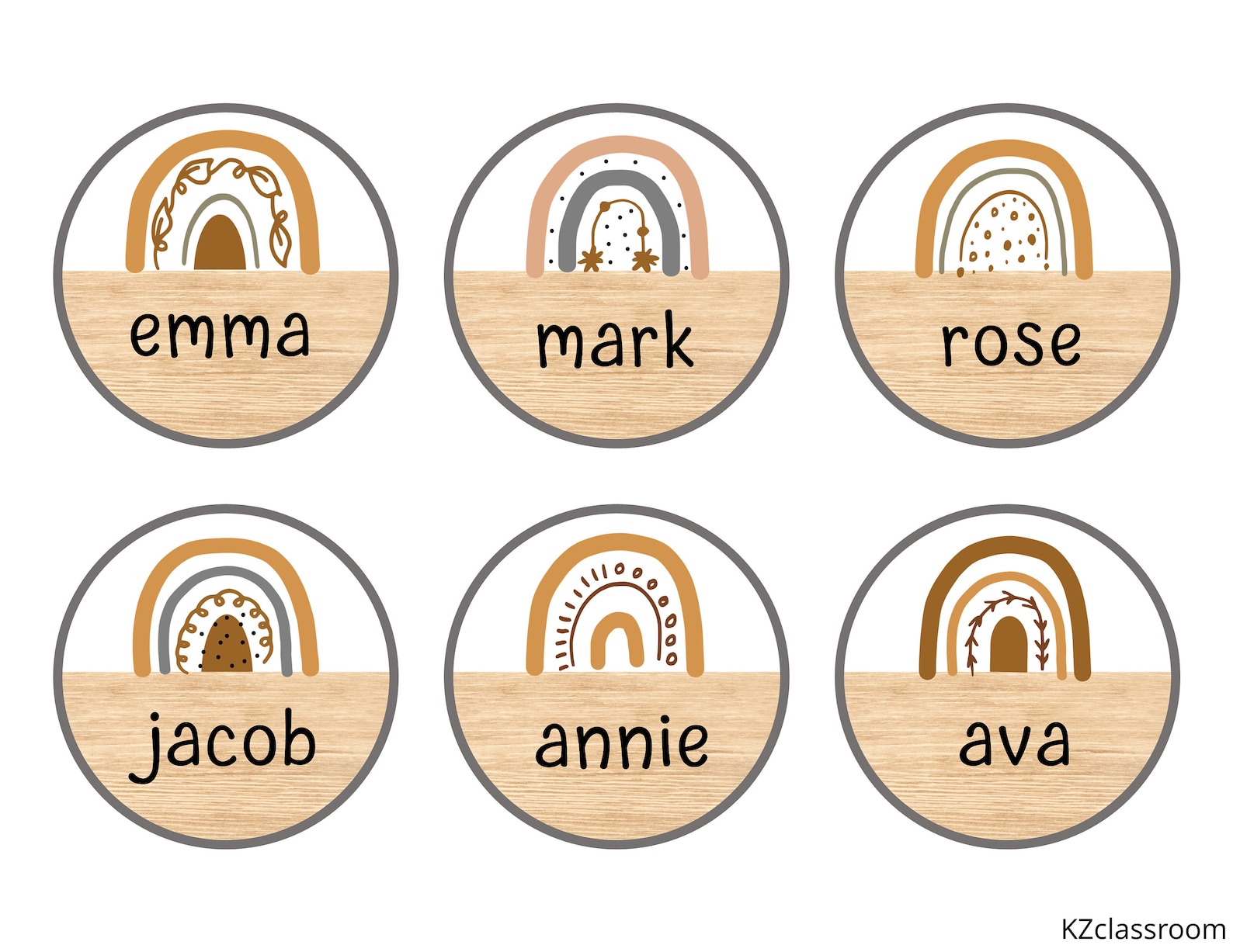 Editable Boho Neutral Rainbow Student Name Tags, Cubbies Labels - Etsy ...