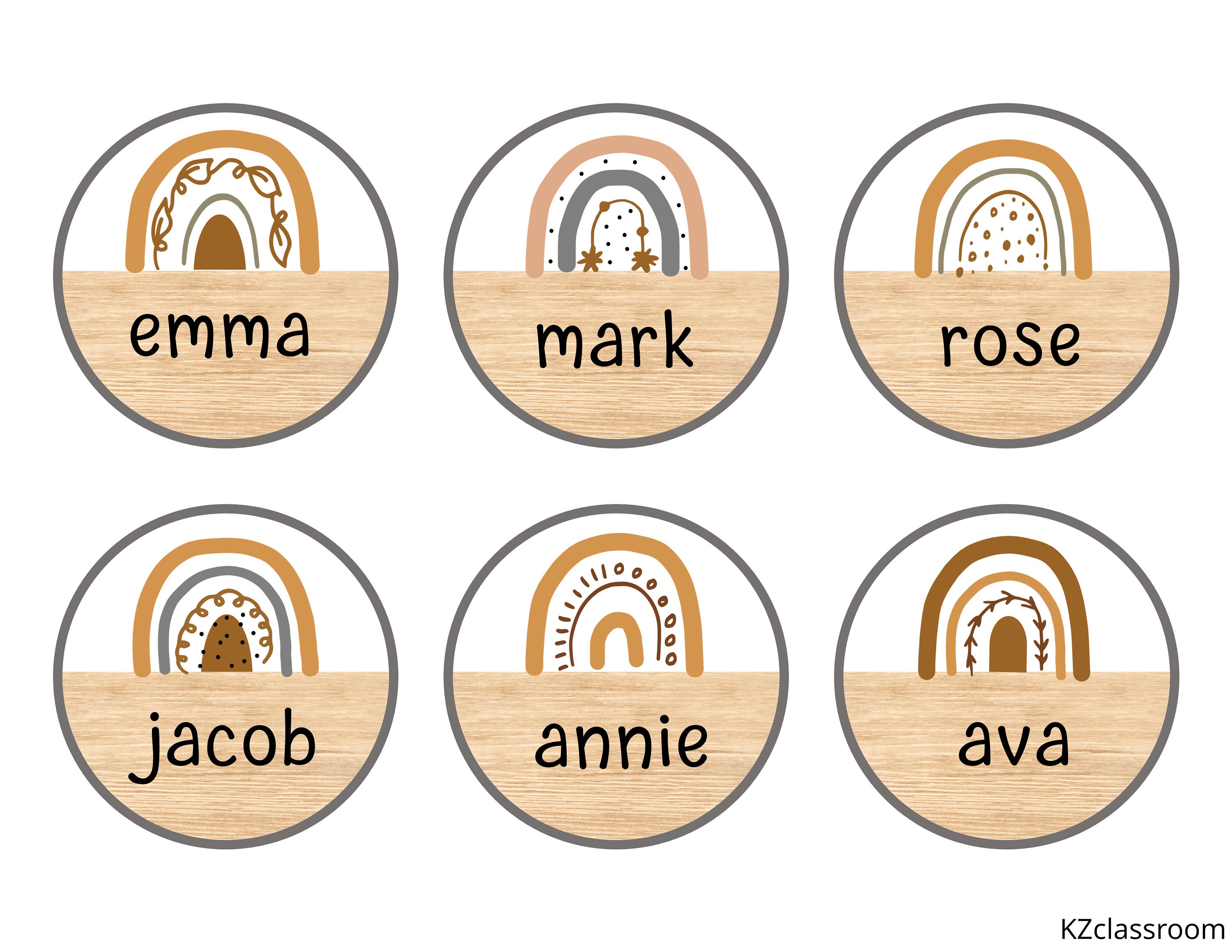 Editable Boho Neutral Rainbow Student Name Tags, Cubbies Labels - Etsy ...