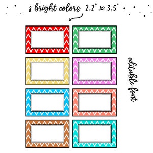 Chevron Name Labels,small Name Labels, Back to School Labels, Editable ...