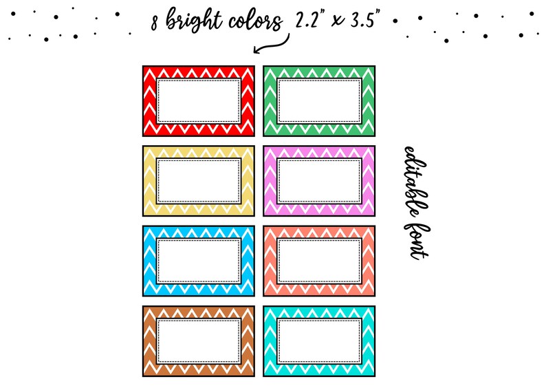 Chevron Name Labels,small Name Labels, Back to School Labels, Editable ...