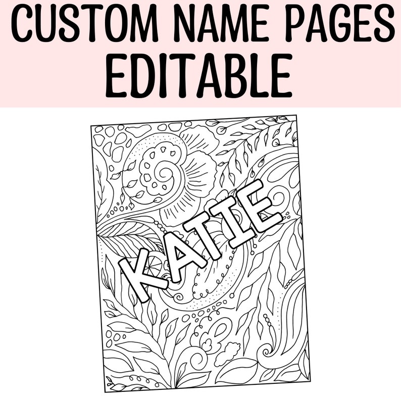 Personalized Name Coloring Pages, Floral Botanical Designs (PDF & PPTX ...