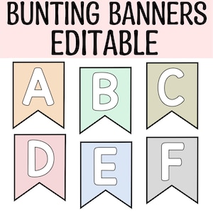 Printable Calm Colors Alphabet Bunting Banners, Editable Bunting Banner ...