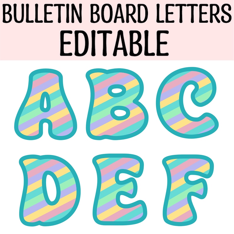 Printable Striped Bulletin Board Letters, Letters for Kids, Letters for ...