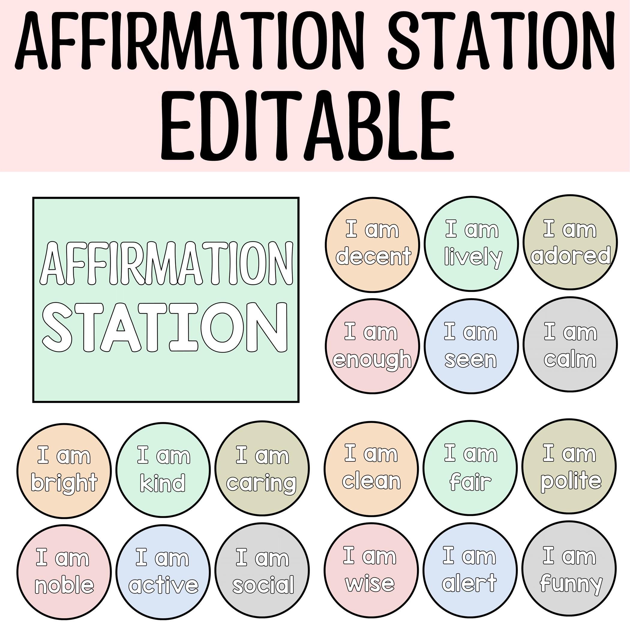Printable Round Positive Affirmation Labels, Printable Student ...