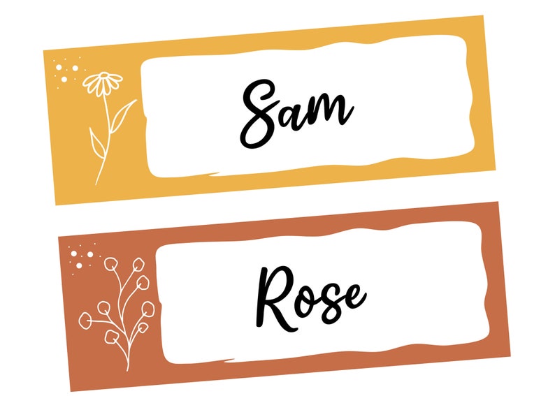 Boho Art Classroom Labels, Editable Student Name Tags, Botanical Name ...