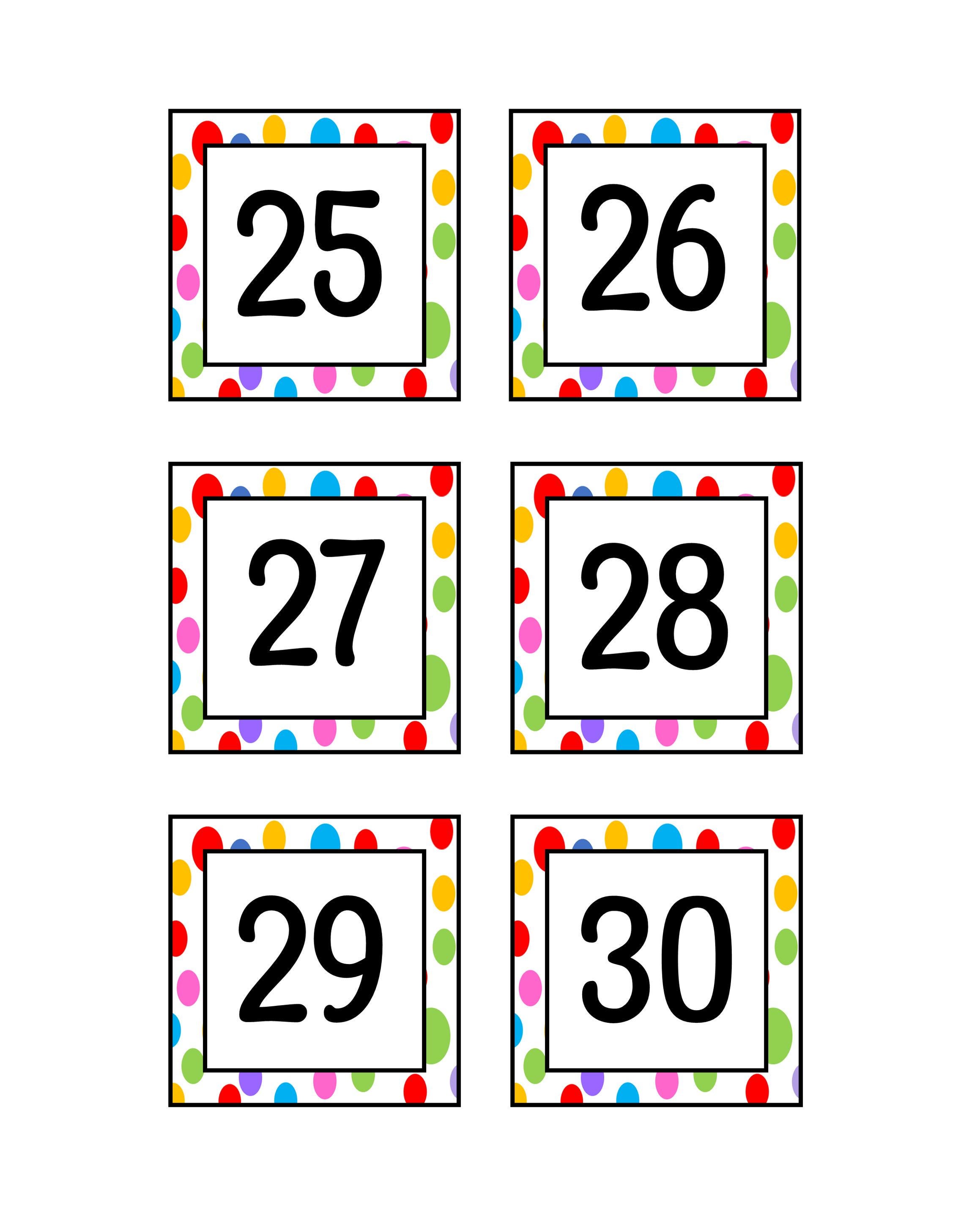 Printable Calendar Number Labels, Cubby Labels, Book Bin Labels, Number ...
