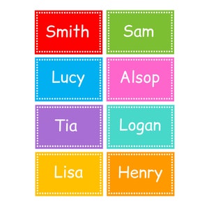 Printable Name Tags, Bright Kids Name Labels, Bright Cubby Labels ...