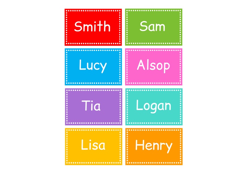 Printable Name Tags, Bright Kids Name Labels, Bright Cubby Labels ...