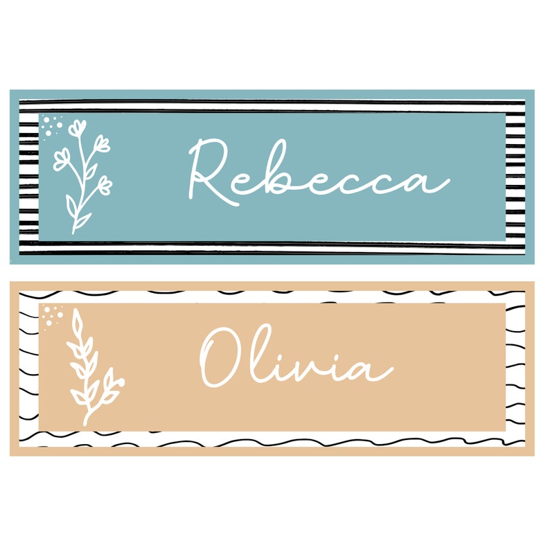 Printable Botanical Student Name Plates, Editable Autumn Classroom ...