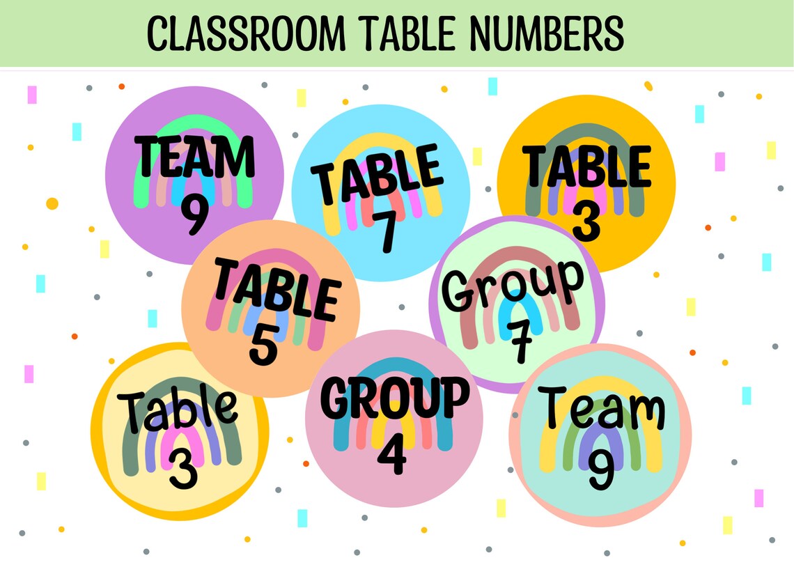 Classroom Table Numbers Student Group Numbers Class Team - Etsy Canada