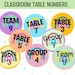 Classroom Table Numbers, Student Group Numbers, Class Team Labels ...