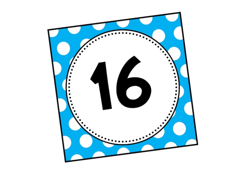 Bright Polka Dots Number Labels, Calendar Number Labels, Locker Numbers ...
