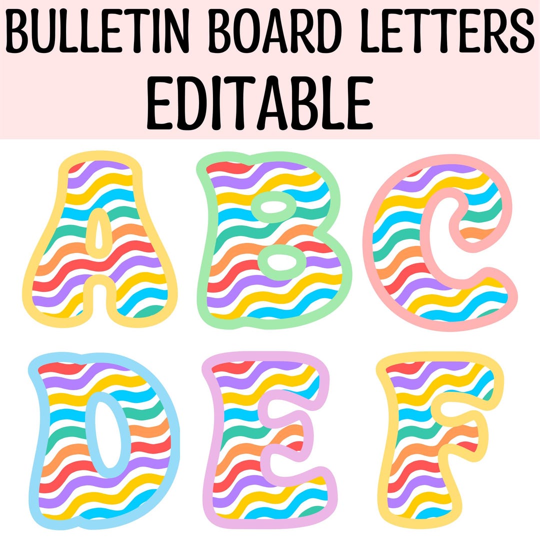 Printable Wavy Pattern Bulletin Board Letters, Funky Large Alphabet ...