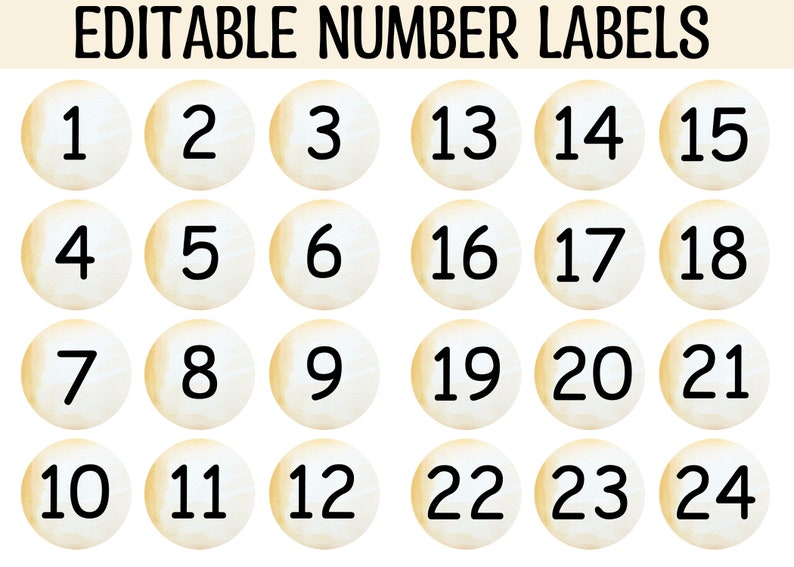 Printable Number Labels Bundle Pack, Round Number Labels, Black and ...