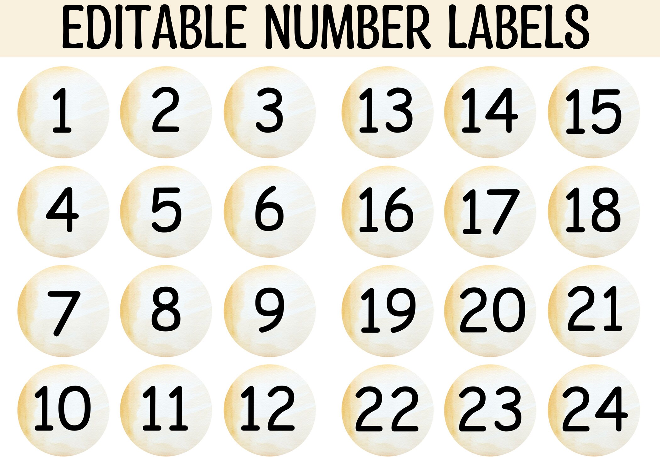Printable Number Labels Bundle Pack, Round Number Labels, Black and ...