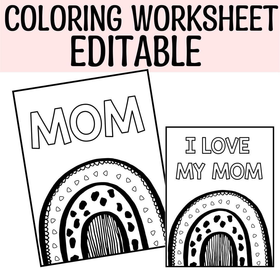 Printable Rainbow Theme Mother's Day Coloring Pages, Editable Coloring ...