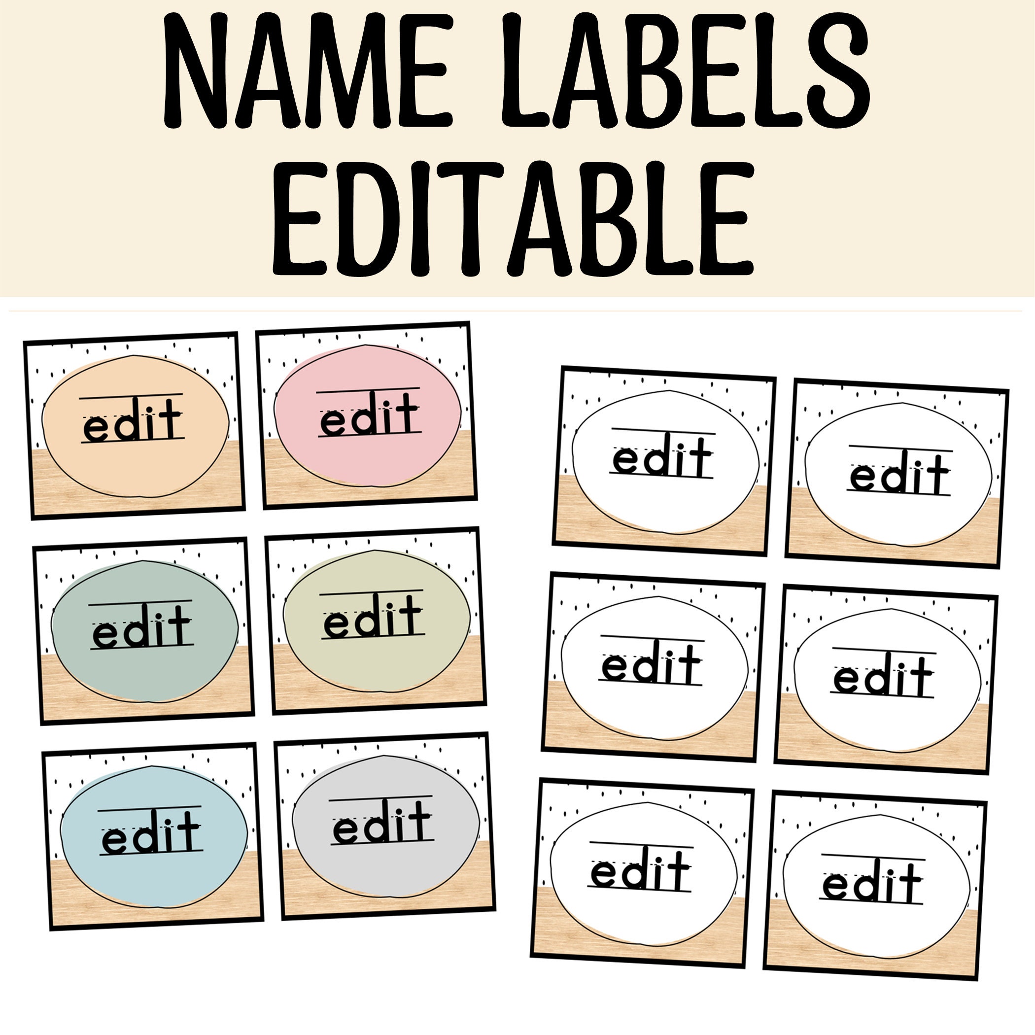 Printable Boho Name Labels, Editable Classroom Decor (PPTX) - Etsy