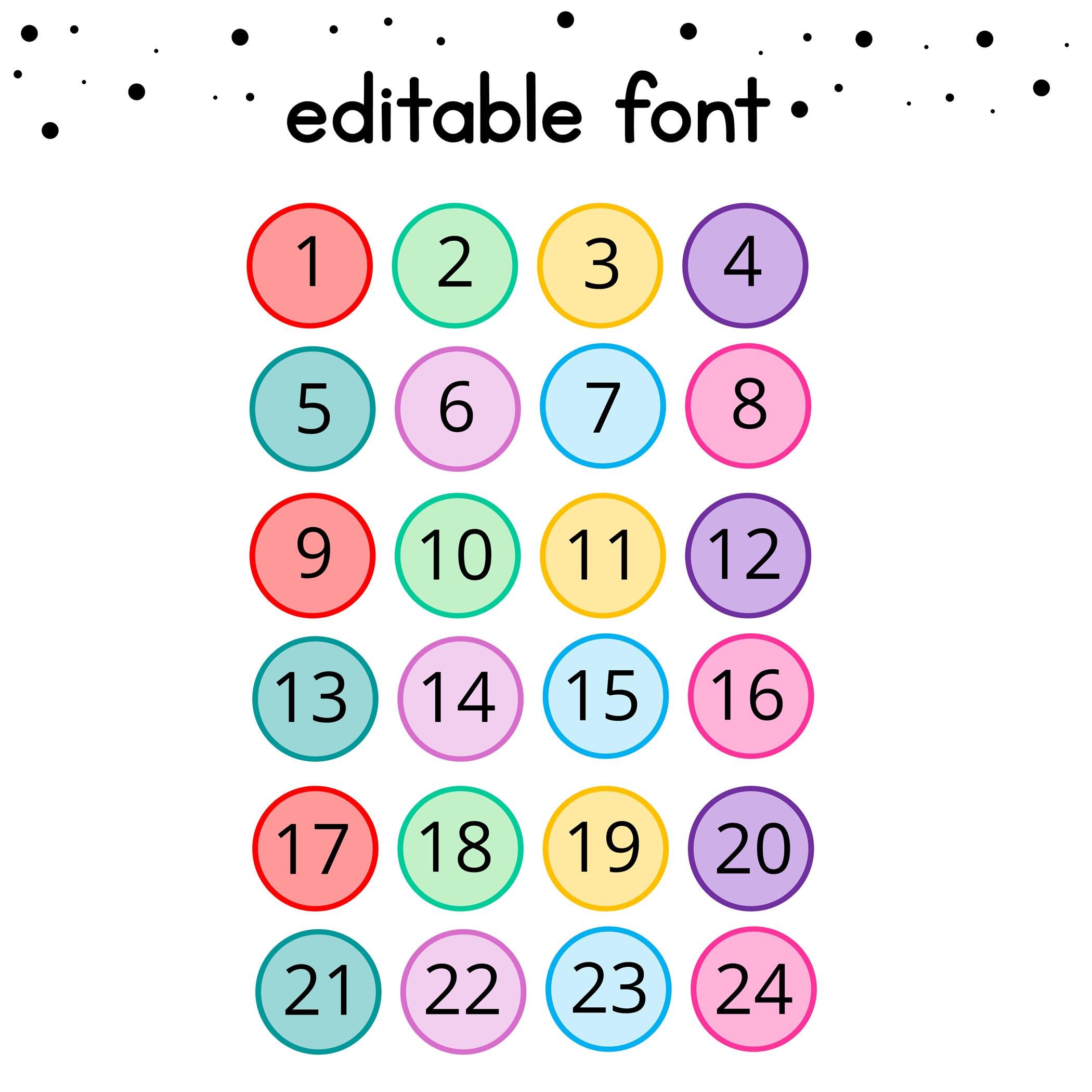 Printable Small Number Labels, Circle Bright Number Tags, Cubby Labels ...