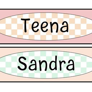 Printable Checkered Student Name Plates, Editable Desk Plates, Kids ...