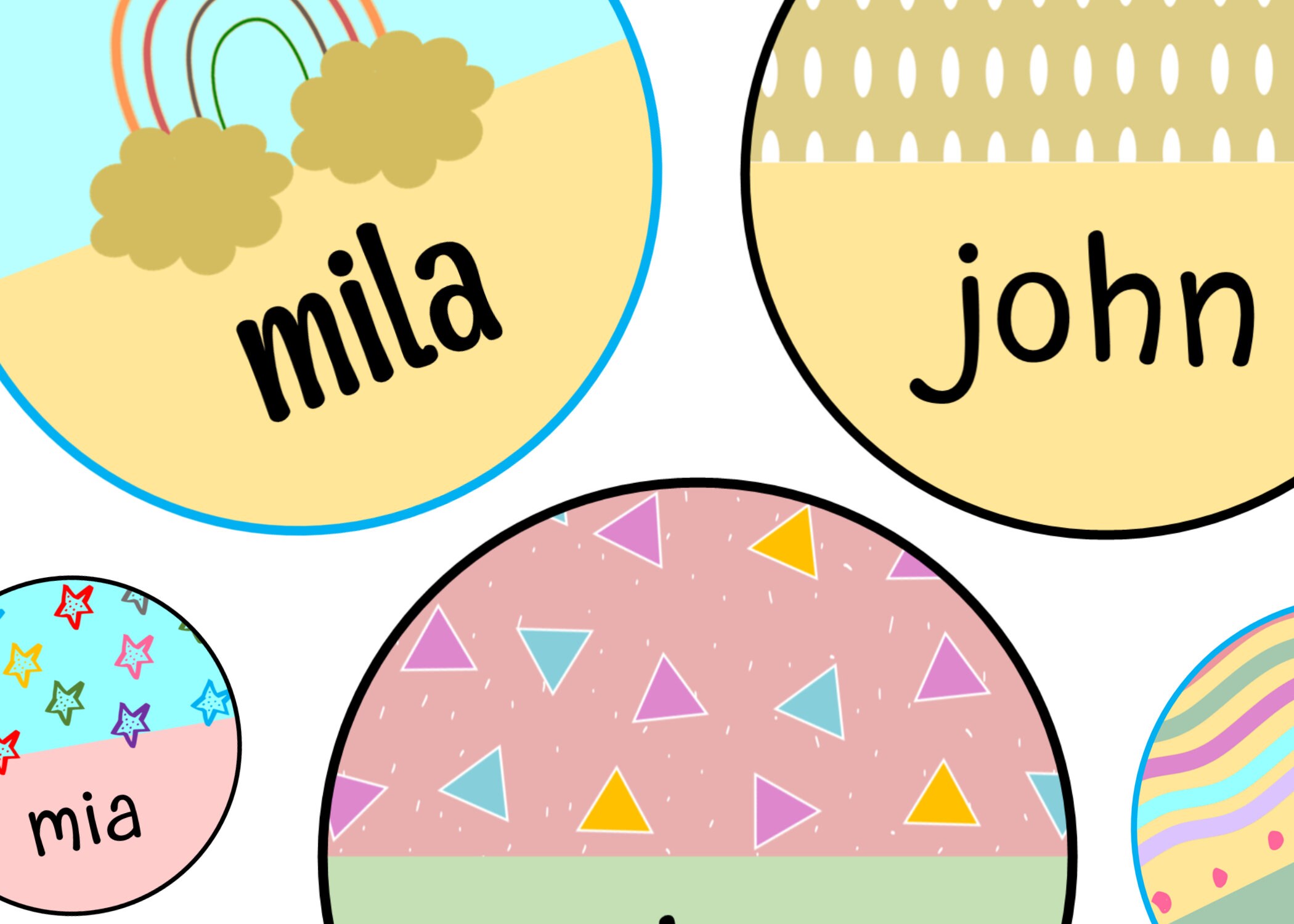 Editable Boho Rainbow Name Labels, Student Name Tags (PPTX) - Etsy