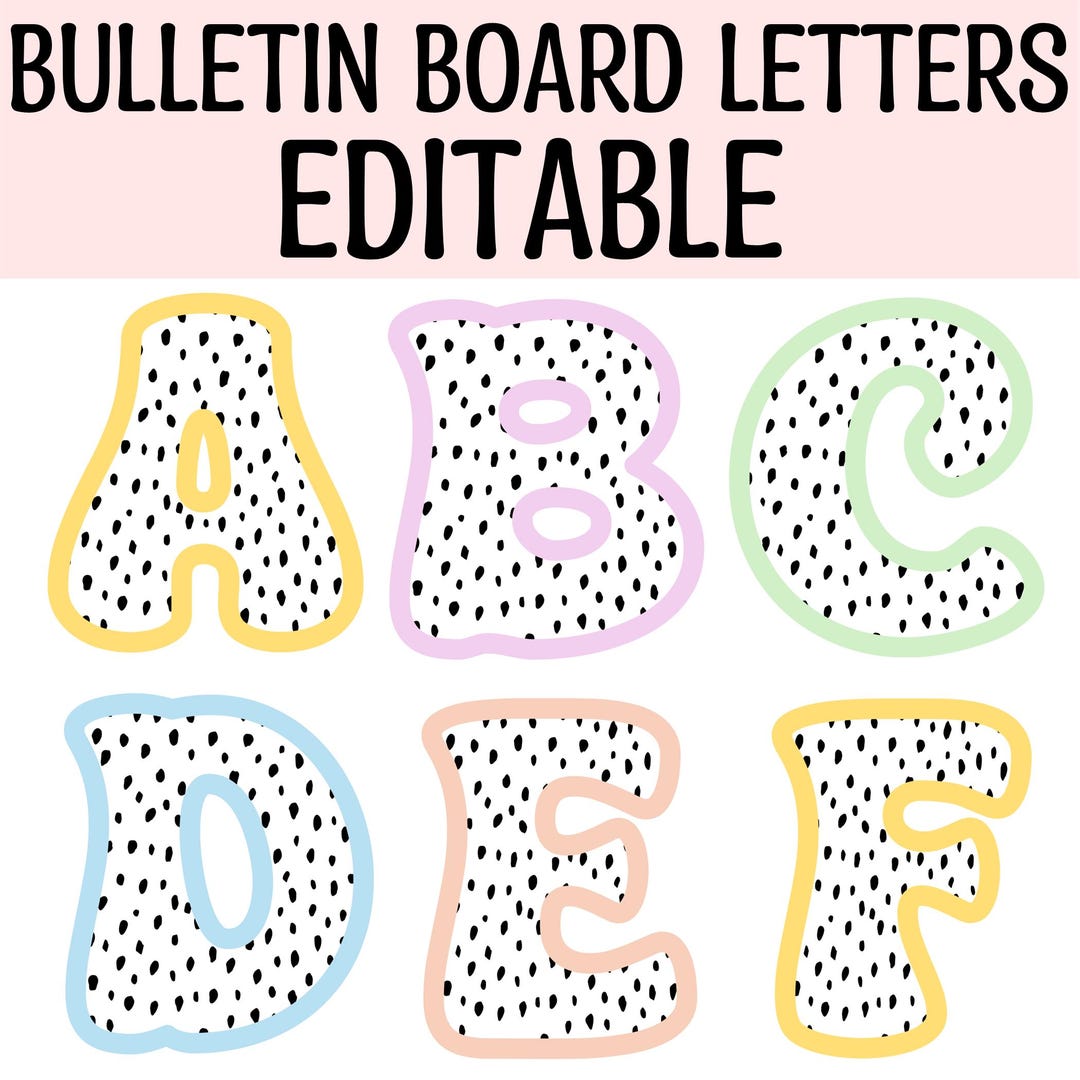 Back to School Printable Spotty Bulletin Board Letters, Spotty Large ...