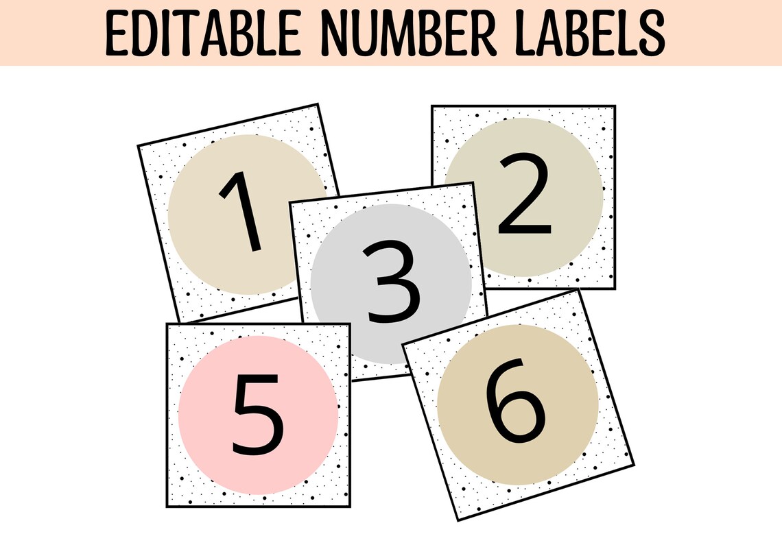 Printable Number Labels, Boho Spotty Number Labels, Classroom Calendar ...