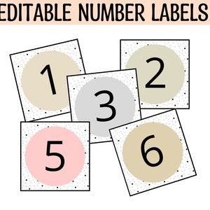 Printable Number Labels, Boho Spotty Number Labels, Classroom Calendar ...