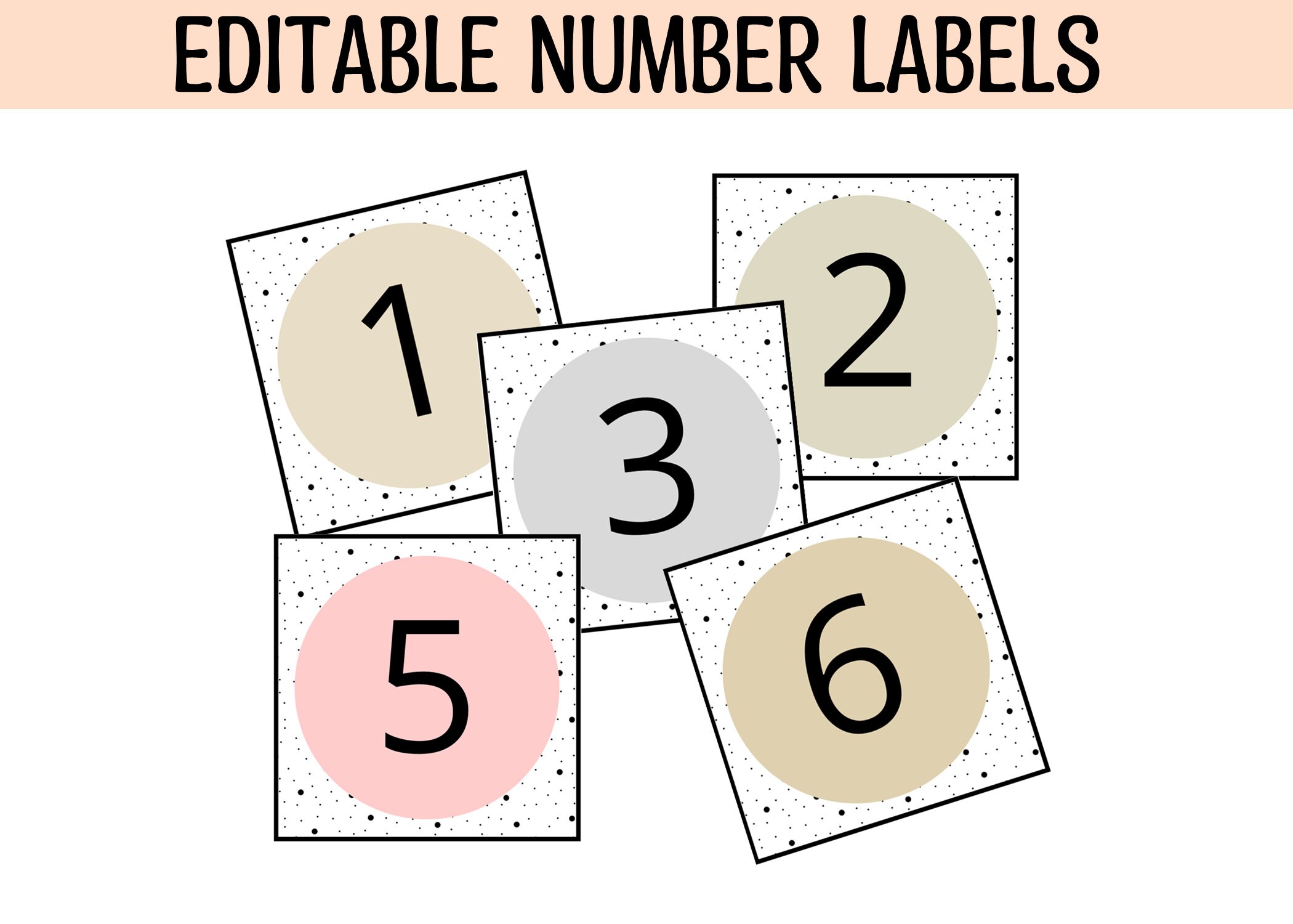 Printable Number Labels, Boho Spotty Number Labels, Classroom Calendar ...