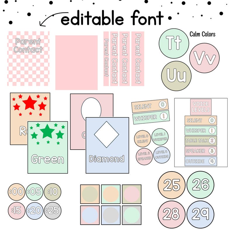 Printable Calm Colors Modern Minimalist Classroom Decor Bundle Pack ...