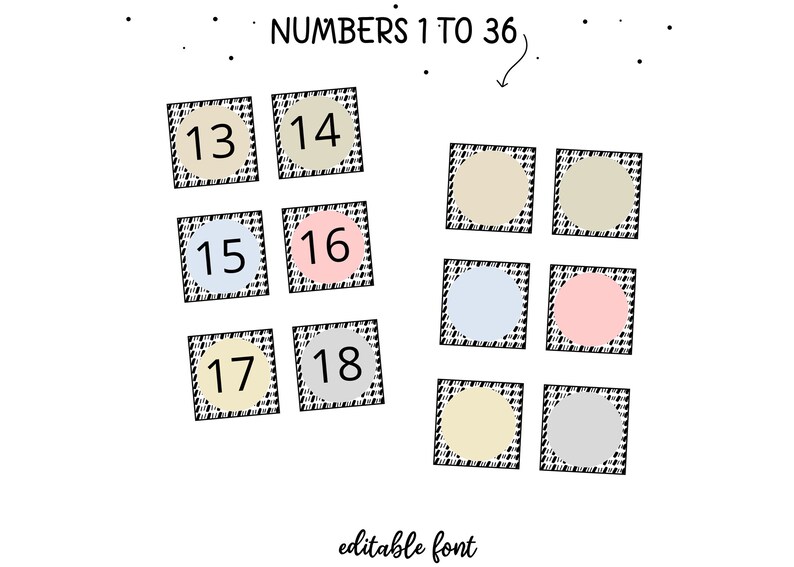 Printable Boho Neutral Number Labels, Classroom Calendar Number Labels ...